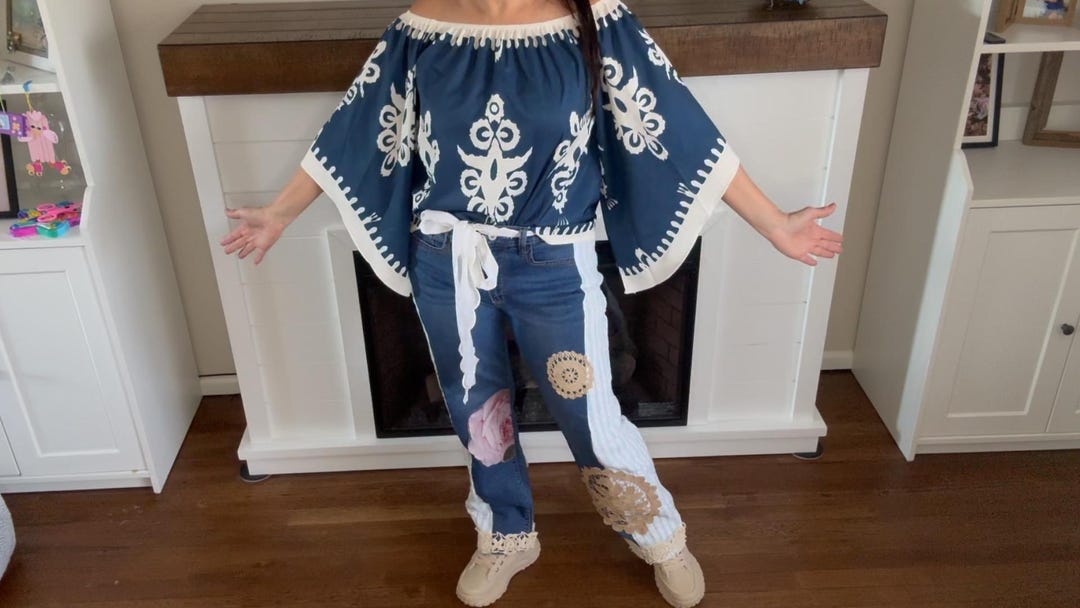 Gina Louise Spring 2025 is Here! Blue Nautical off the Shoulder Top - Etsy