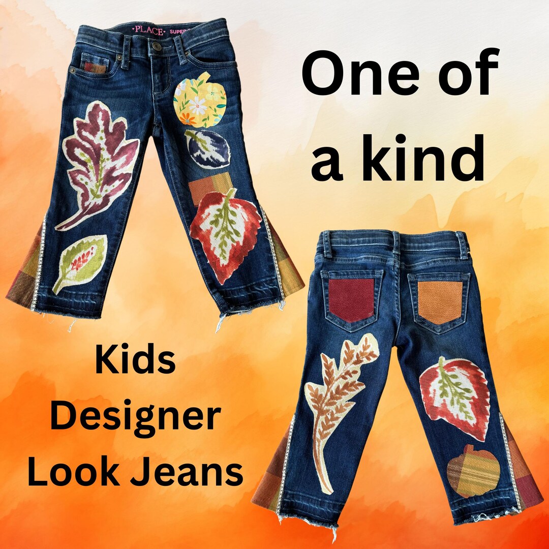 Kids Thanksgiving Fall Autumn Designer Look Jeans Size 4 -4T Pageant - Etsy
