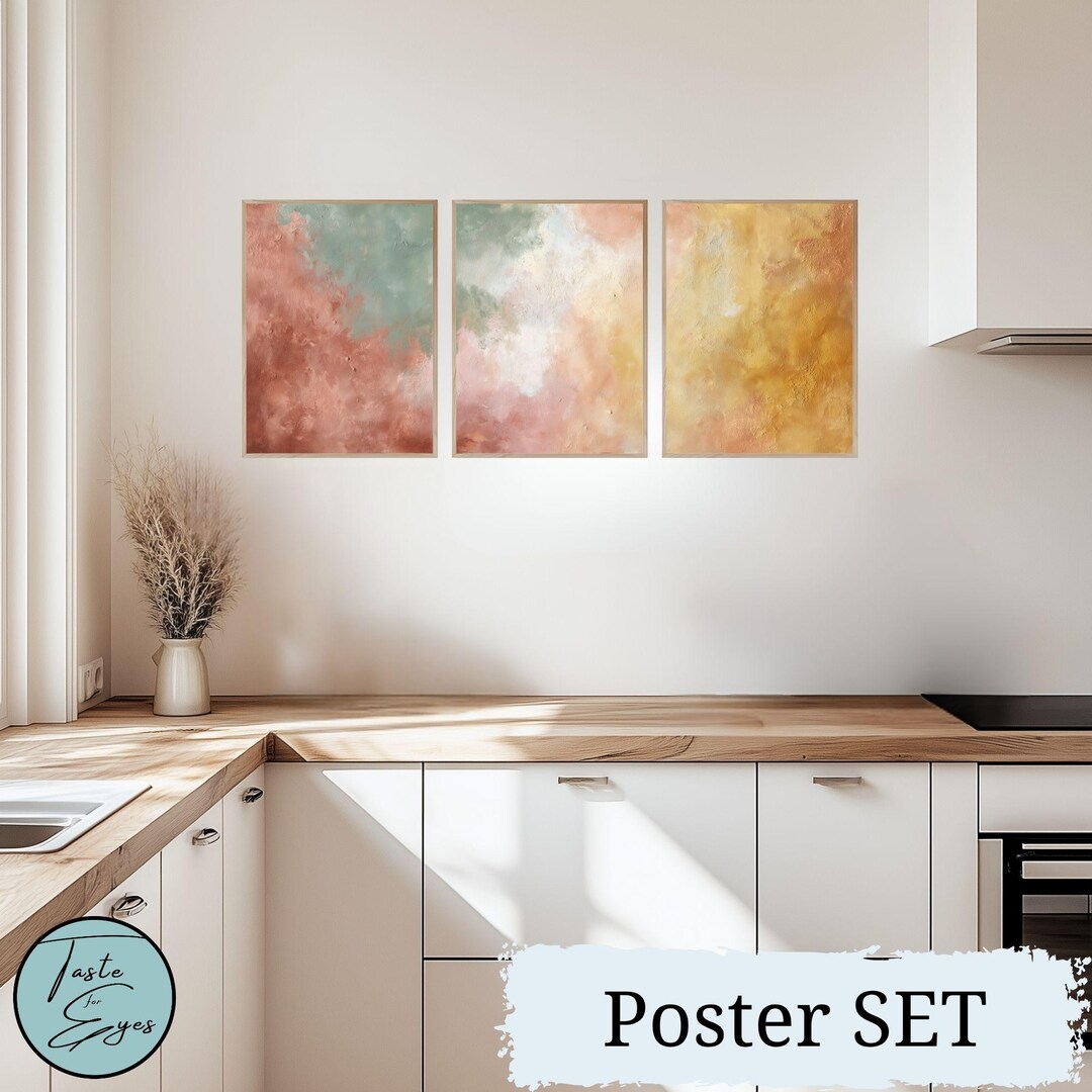 Poster Set Soft Earth Tones, Poster Living Room, Wall Decoration, Wall ...