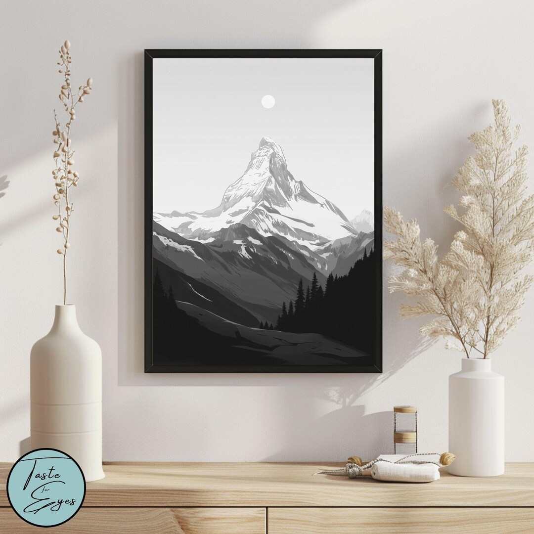 Black and White Mountain Magic, Poster Living Room, Wall Decoration ...