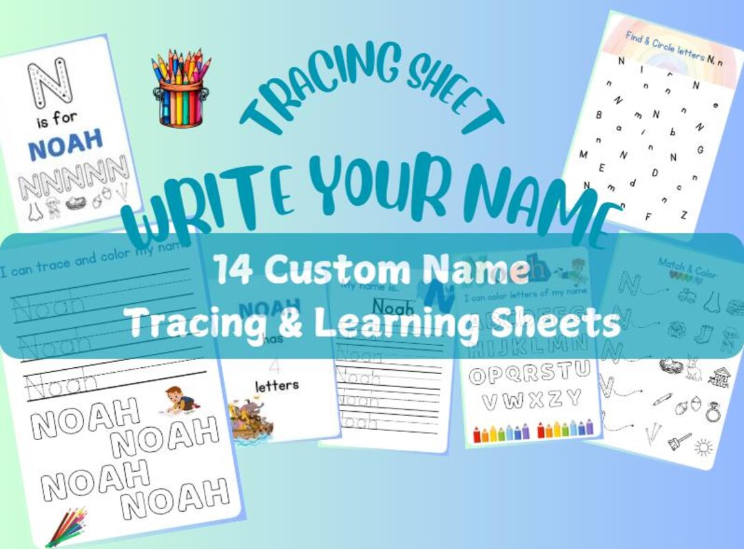 Name Book Tracing Sheets & Alphabet Learning for Kids, Noah - Etsy