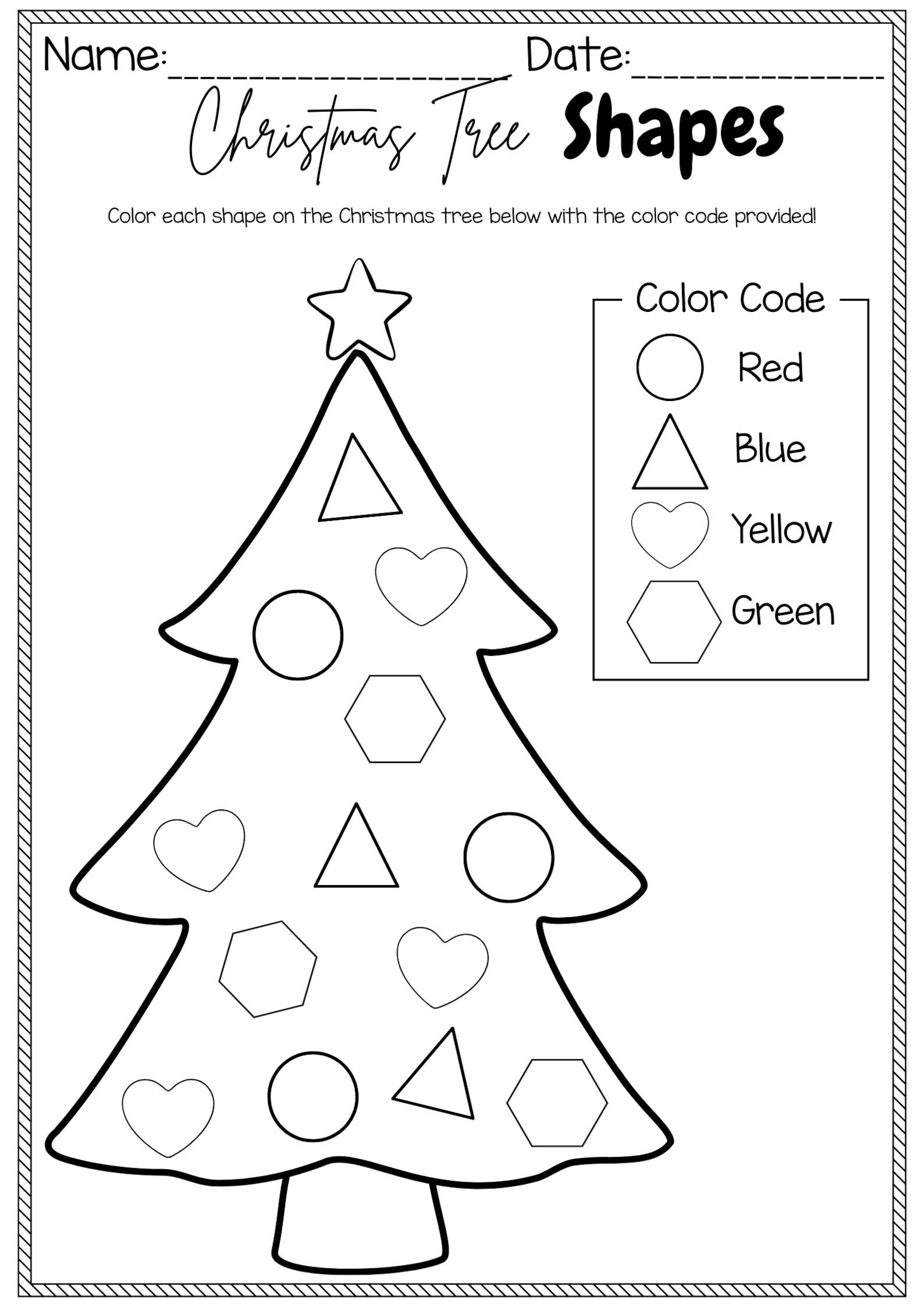 Color Code Coloring Christmas Tree - Etsy Canada