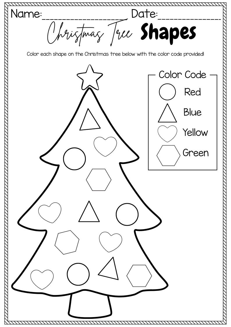 Color Code Coloring Christmas Tree - Etsy
