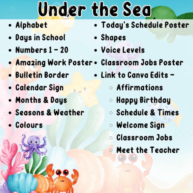 Under the Sea Classroom Theme Bundle - Etsy