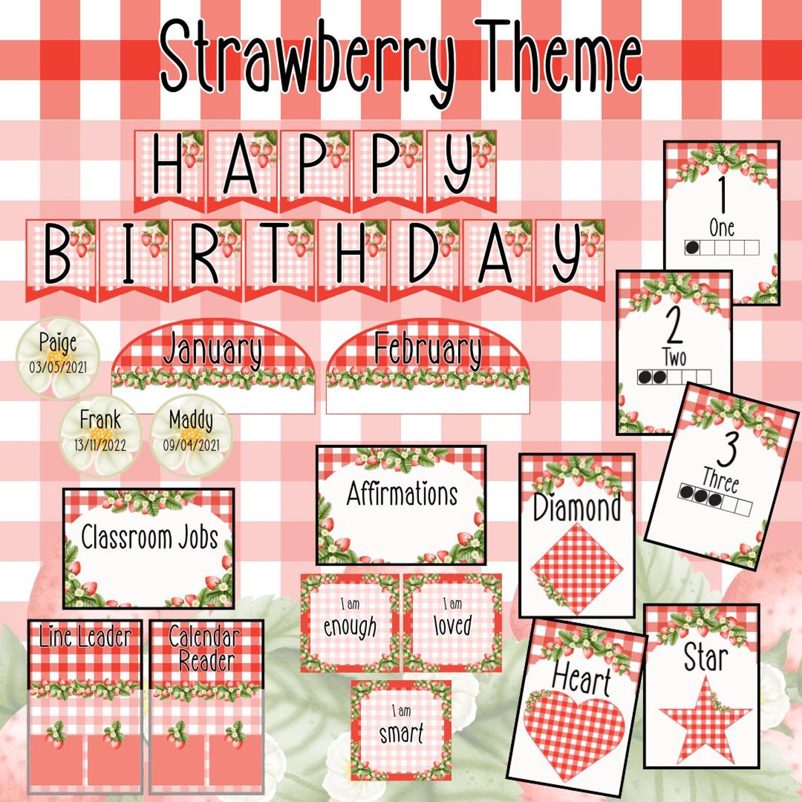 Strawberry Classroom Theme Bundle - Etsy