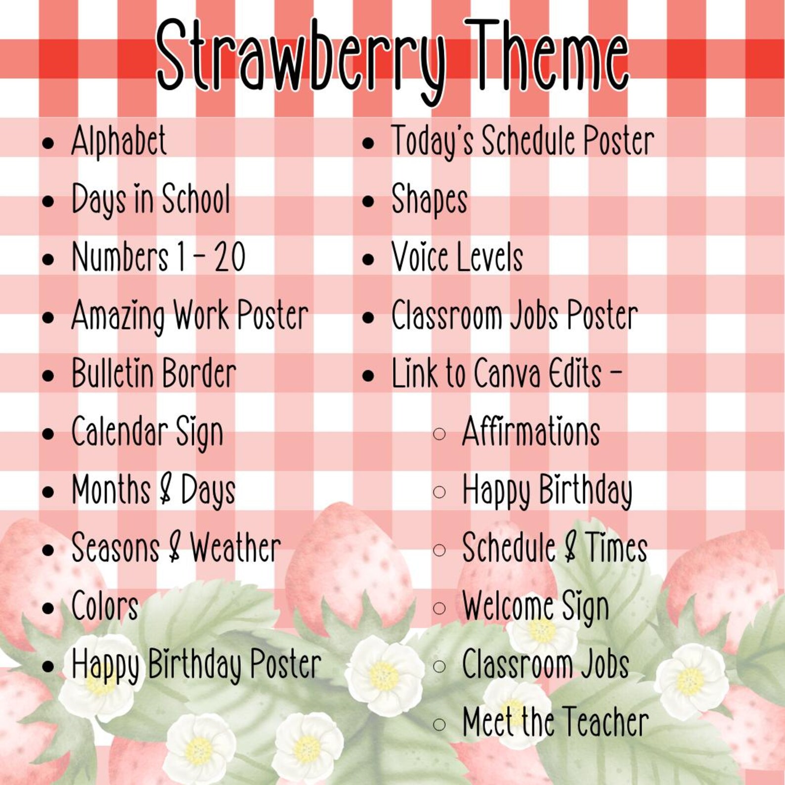 Strawberry Classroom Theme Bundle - Etsy