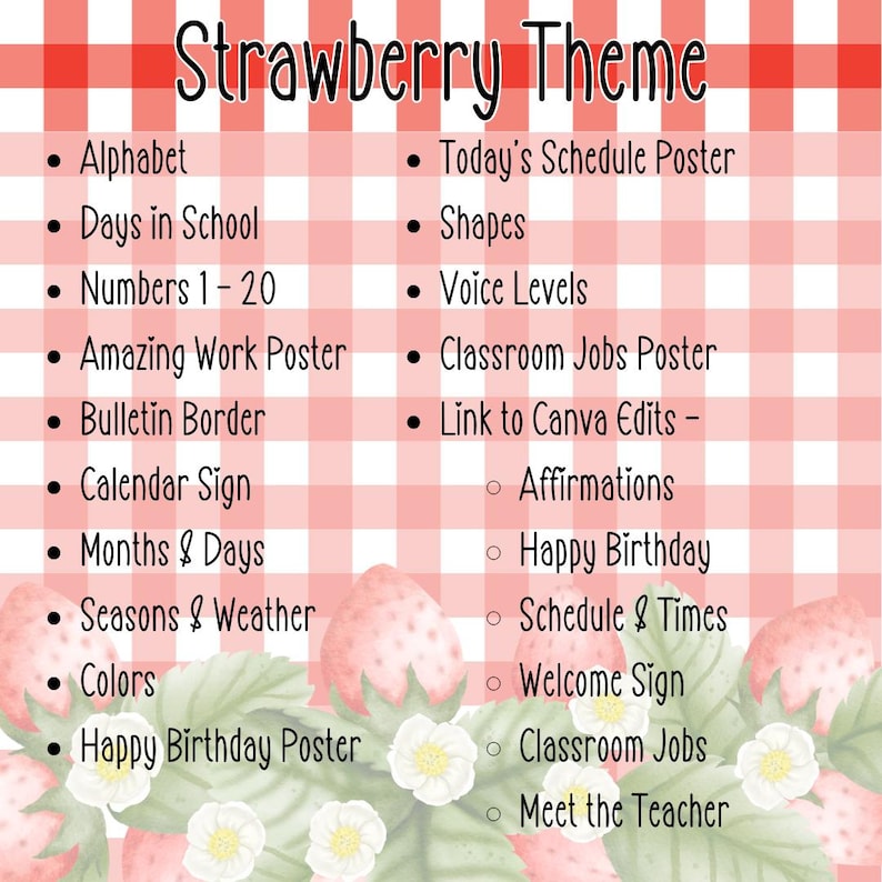 Strawberry Classroom Theme Bundle - Etsy