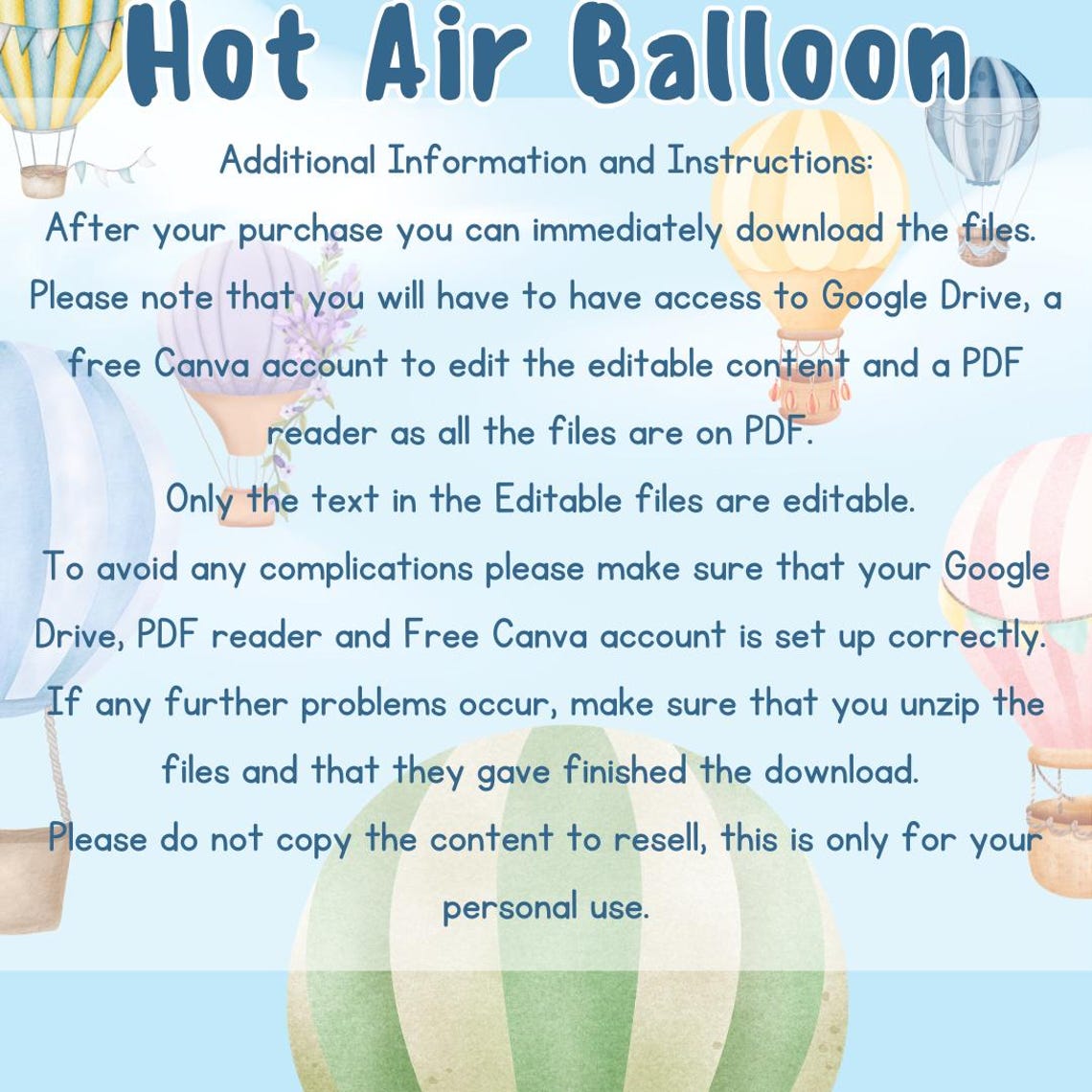 Hot Air Balloon Classroom Theme Bundle - Etsy