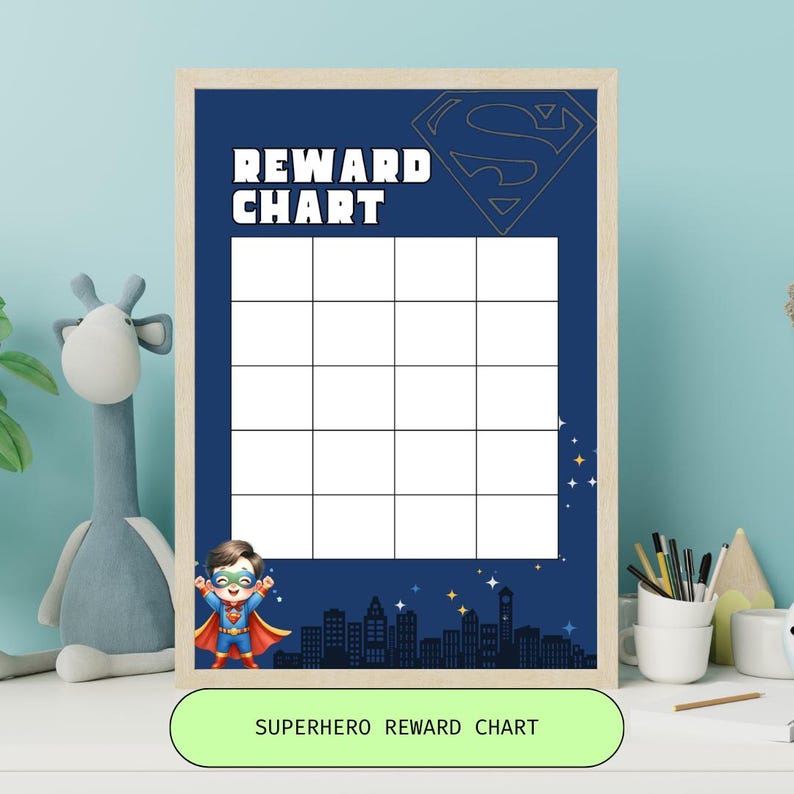 Behavior Superhero Reward Chart Printable, DIGITAL PDF, Sticker Toddler ...