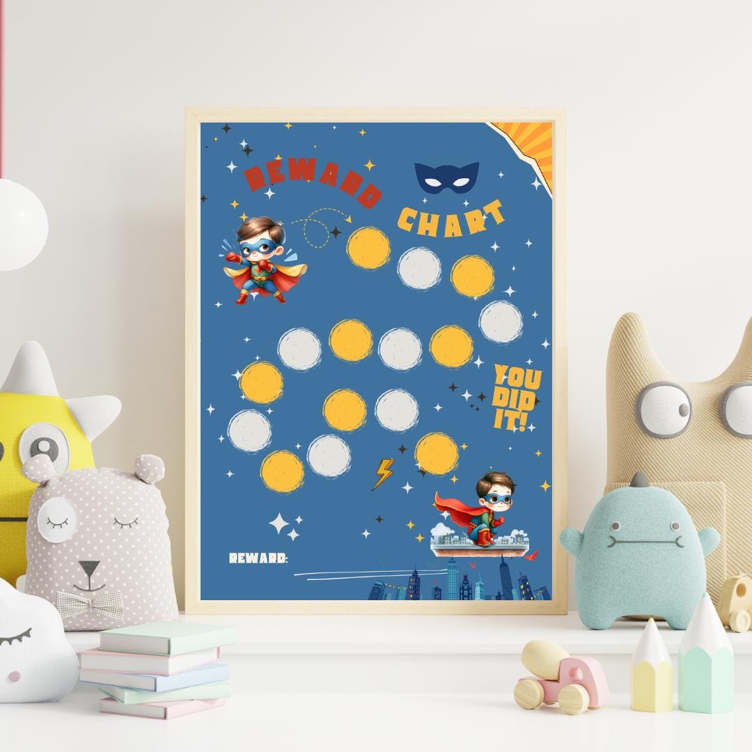 Behavior Superhero Reward Chart Printable, DIGITAL PDF, Sticker Toddler ...