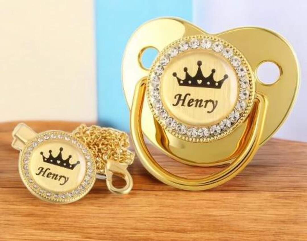 Personalized Baby Pacifier With Name Custom Crown Design Dummy & Clip ...