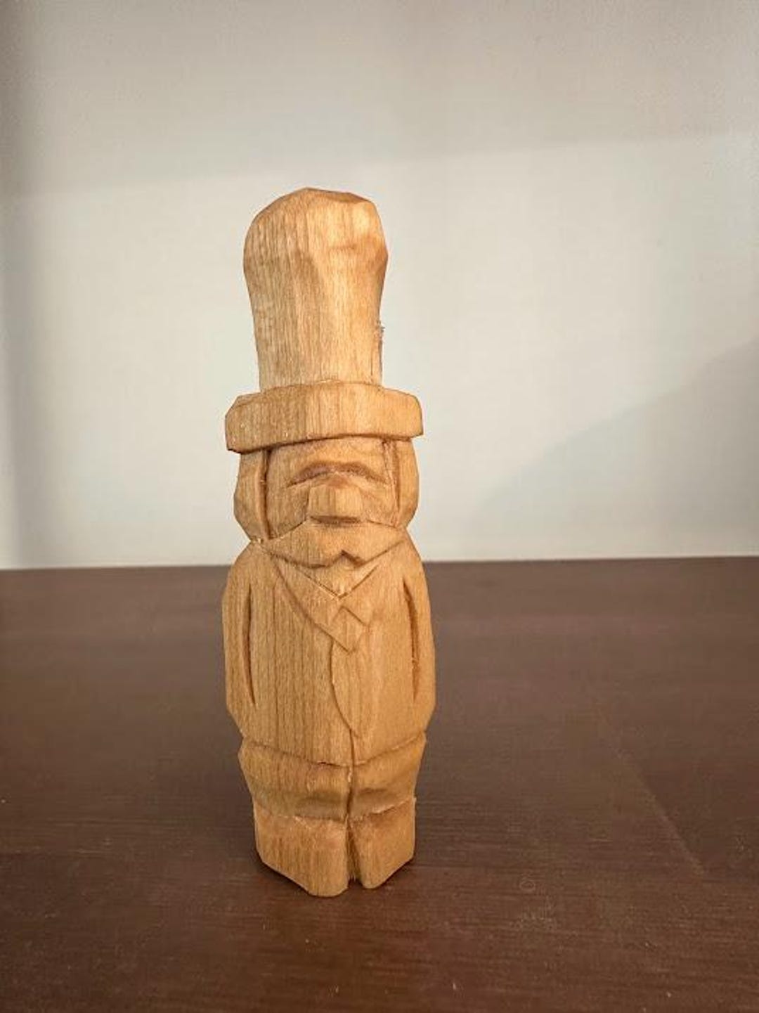 Hand Whittled, Hand Carved Wooden Man With Tophat, Montessori, Waldorf ...