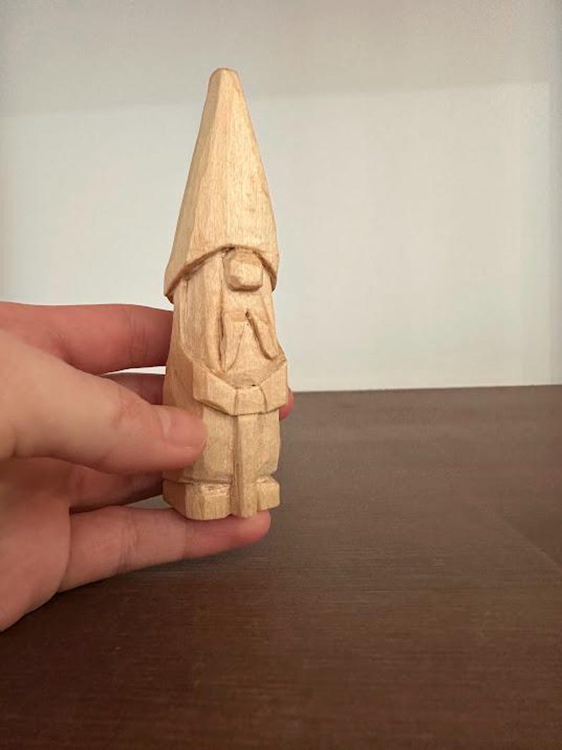 Hand Whittled, Hand Carved Wooden Gnome, Dwarf, Wizard, Montessori ...