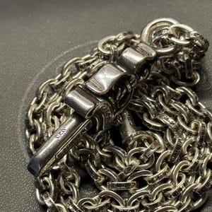 Ch Gothic Style Y2k Paper Chain Link Small Dagger Sword Necklace Chrome ...