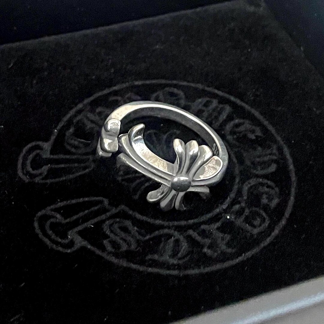 CH Gothic Cross Style Ring Y2K Chrome Silver Punk Crow Croix Flower ...