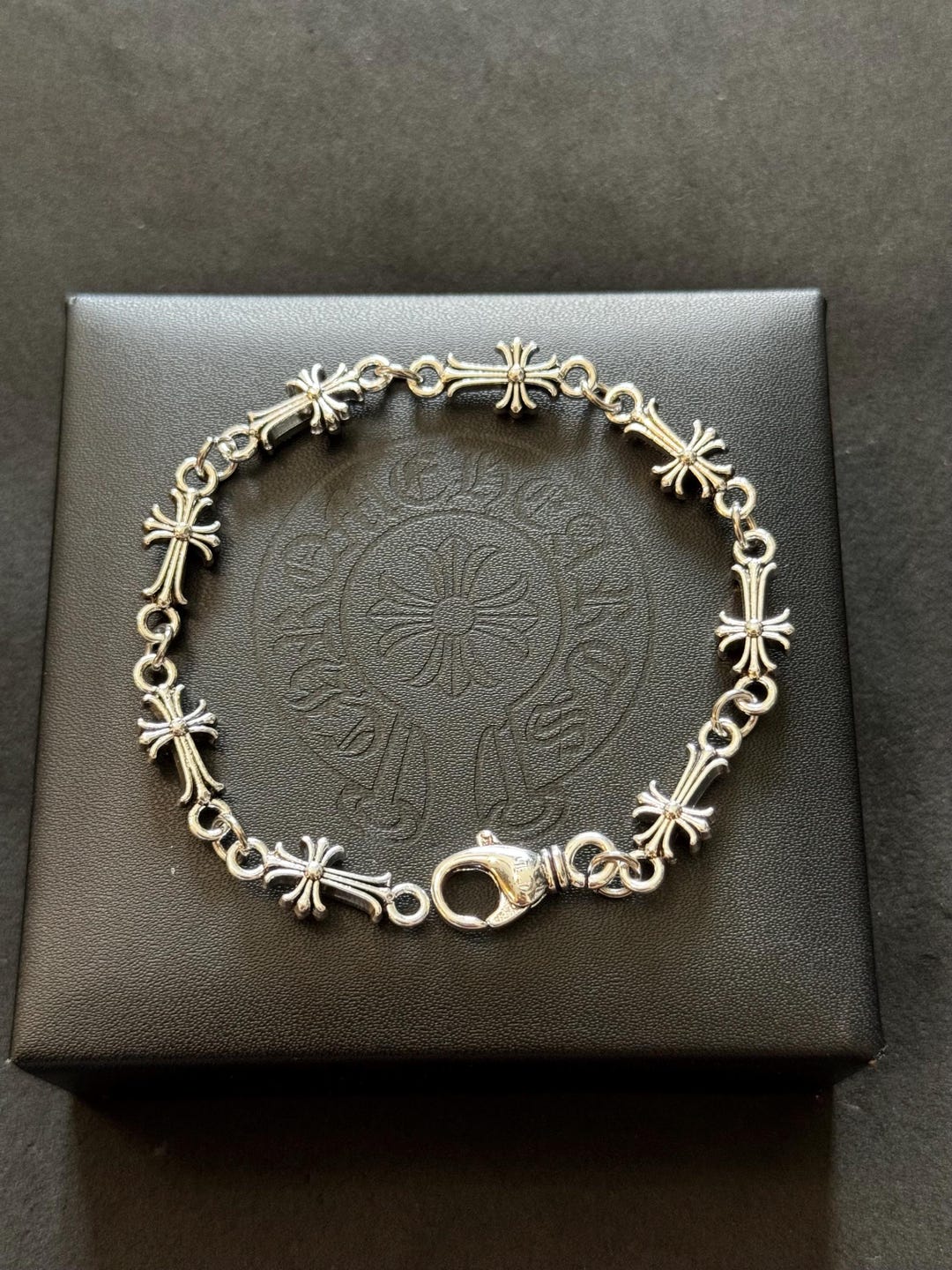 Ch Gothic Style Chrome Silver Y2k Punk Bracelet Grunge Cross B8 - Etsy