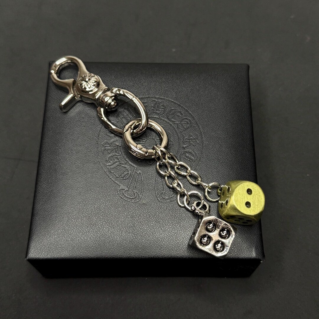CH Gothic Style Y2K Punk Dice Cross Keychain Carabiner Clip Chrome ...