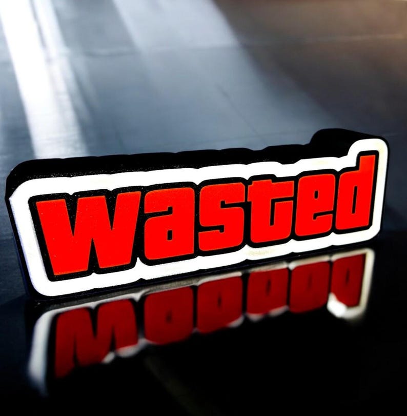 3D Printed Wasted Lightbox GTA Inspired Gamer Room USB Led Sign - Etsy