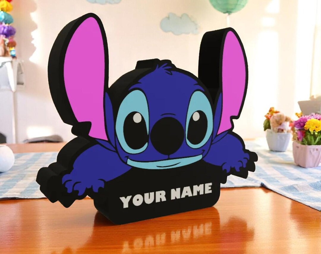 Stich Inspired Personalized Name Fan Art Lamp Custom USB Night Light ...