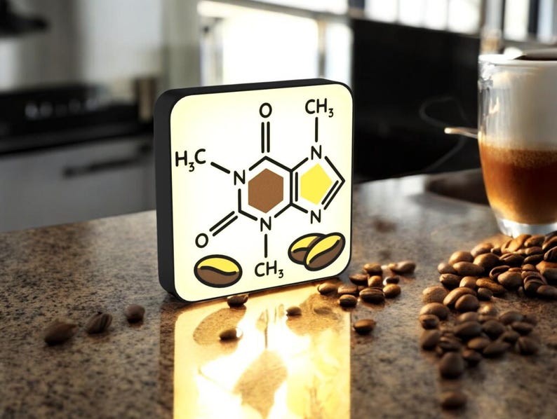 3D Printed Caffeine Molecule Lightbox Coffee Lover Gift Science Lamp - Etsy