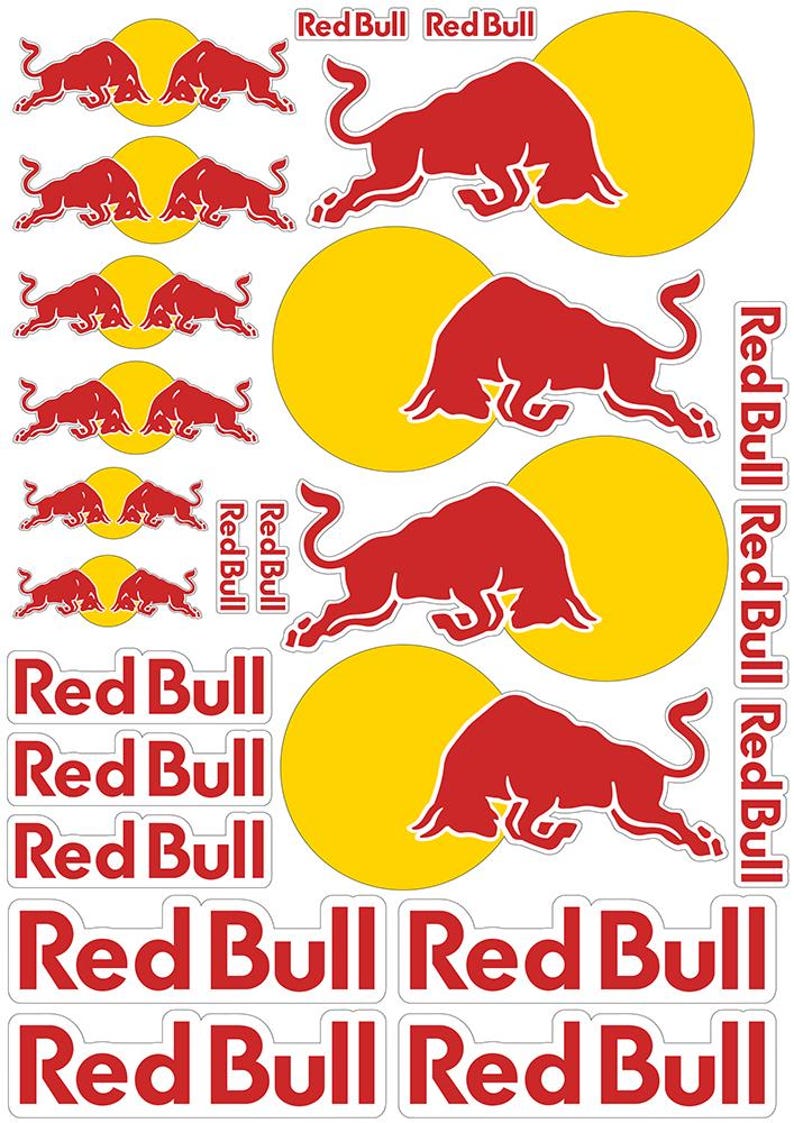Red Bull Decals pre-cut on Transparent Vinyl for 1/10 Scale Rc Drift ...