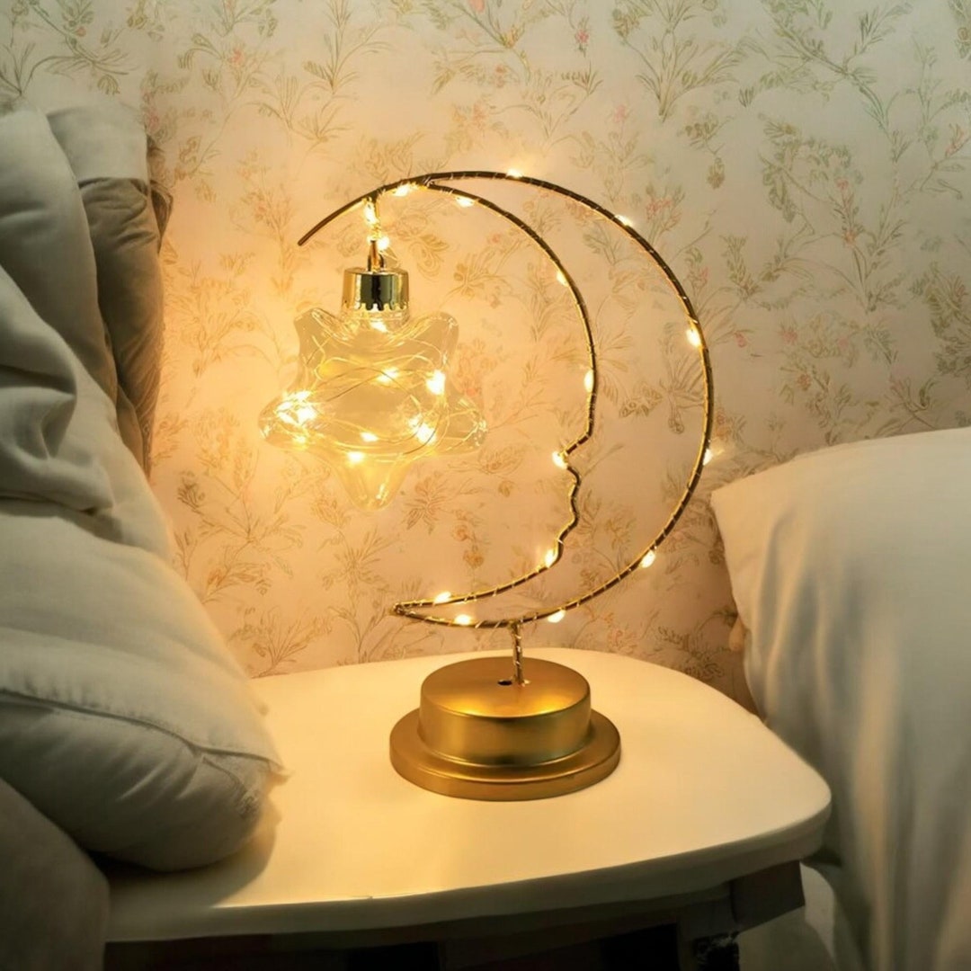 Star Ball Heart Shaped Table Lamp | Gold Table Light | Bedroom Bedside ...