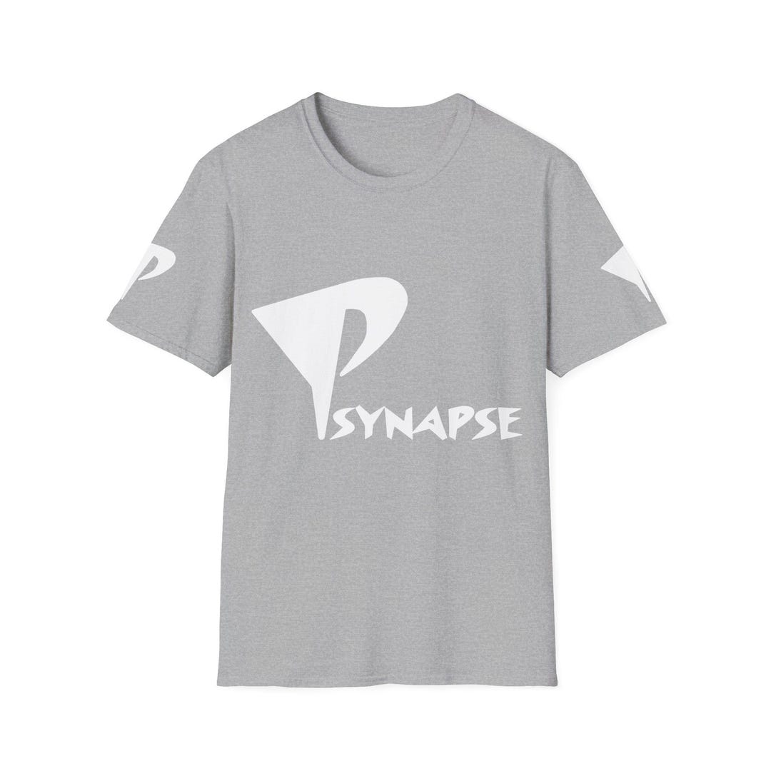 Psynapse T-shirt, Dark Colors, White Logo, White Logo Sleeves - Etsy