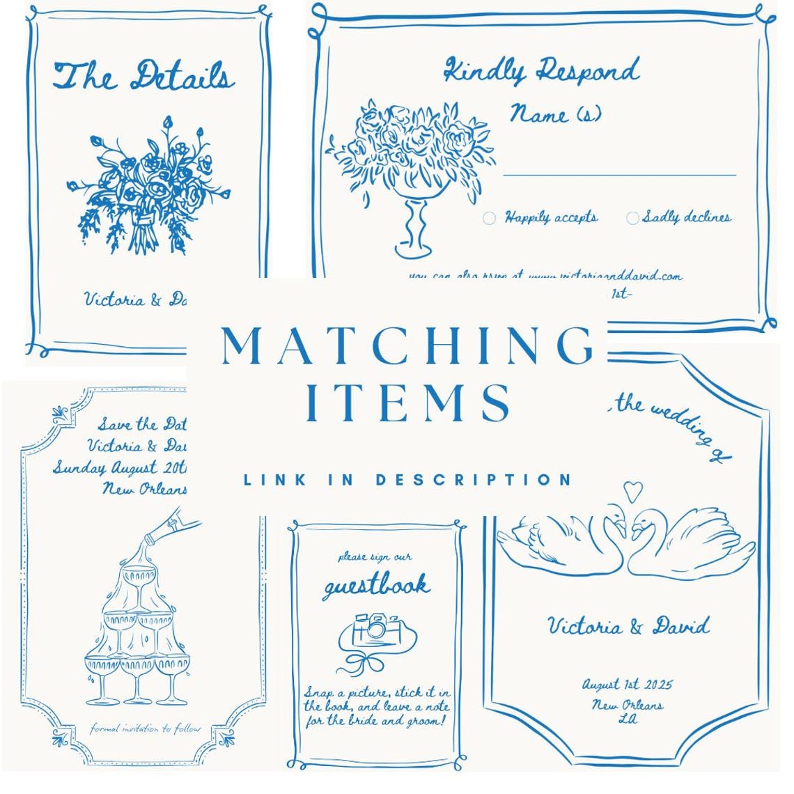 Modern Wedding Champagne Label Template: Hand Drawn Wine Tag (digital ...