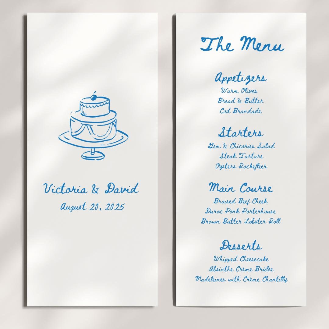 Editable Wedding Menu Template: Hand-drawn Whimsical Design (digital ...
