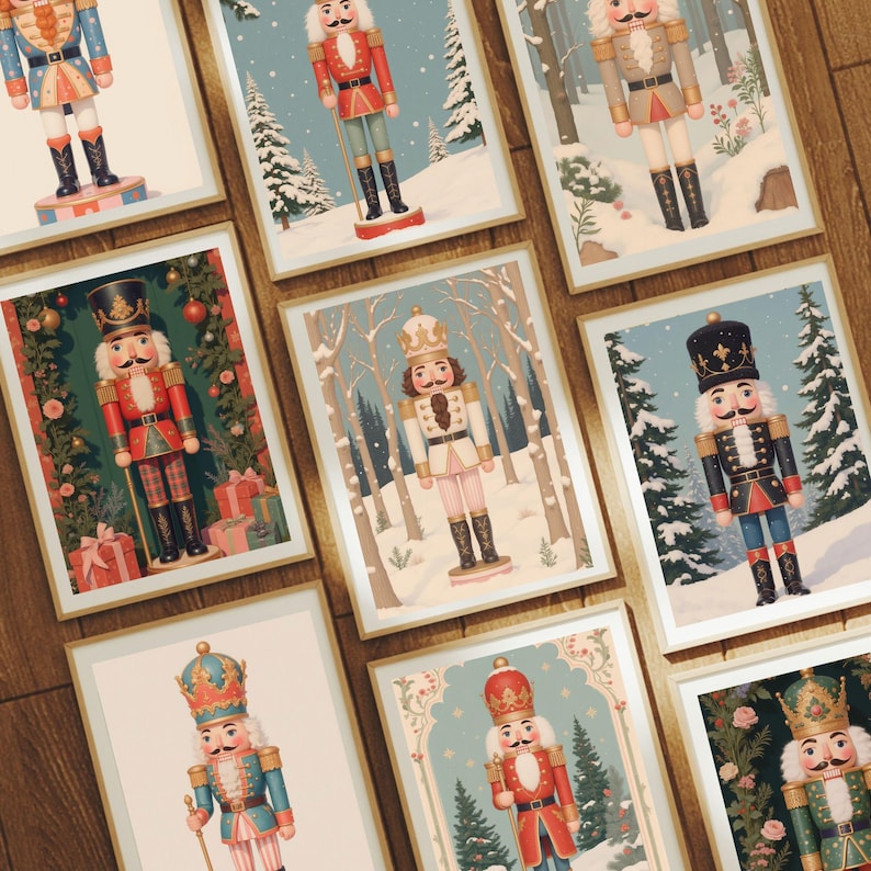 Vintage Nutcracker Art Print Set: Whimsical Christmas Wall Decor ...