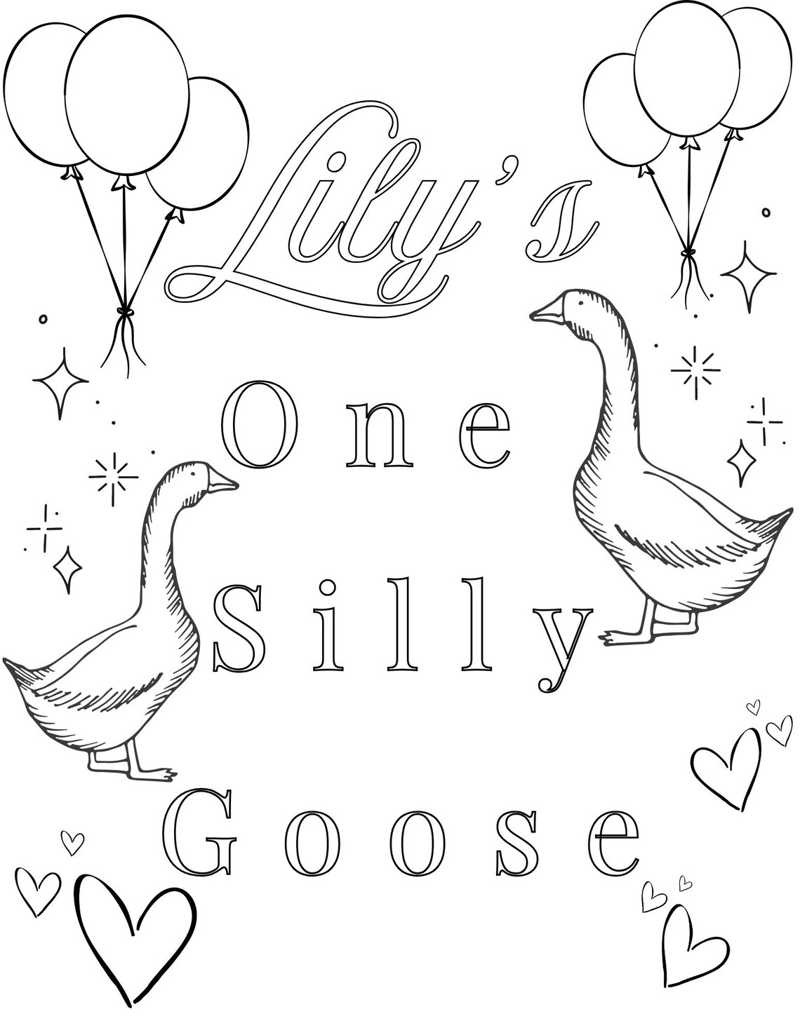 One Silly Goose Birthday Coloring Sheet: Customizable Party Activity ...