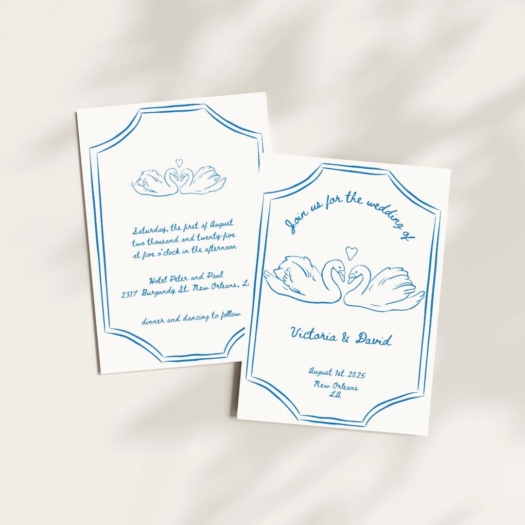 Hand Drawn Wedding Invitation Template, Whimsical Wedding Illustrations ...
