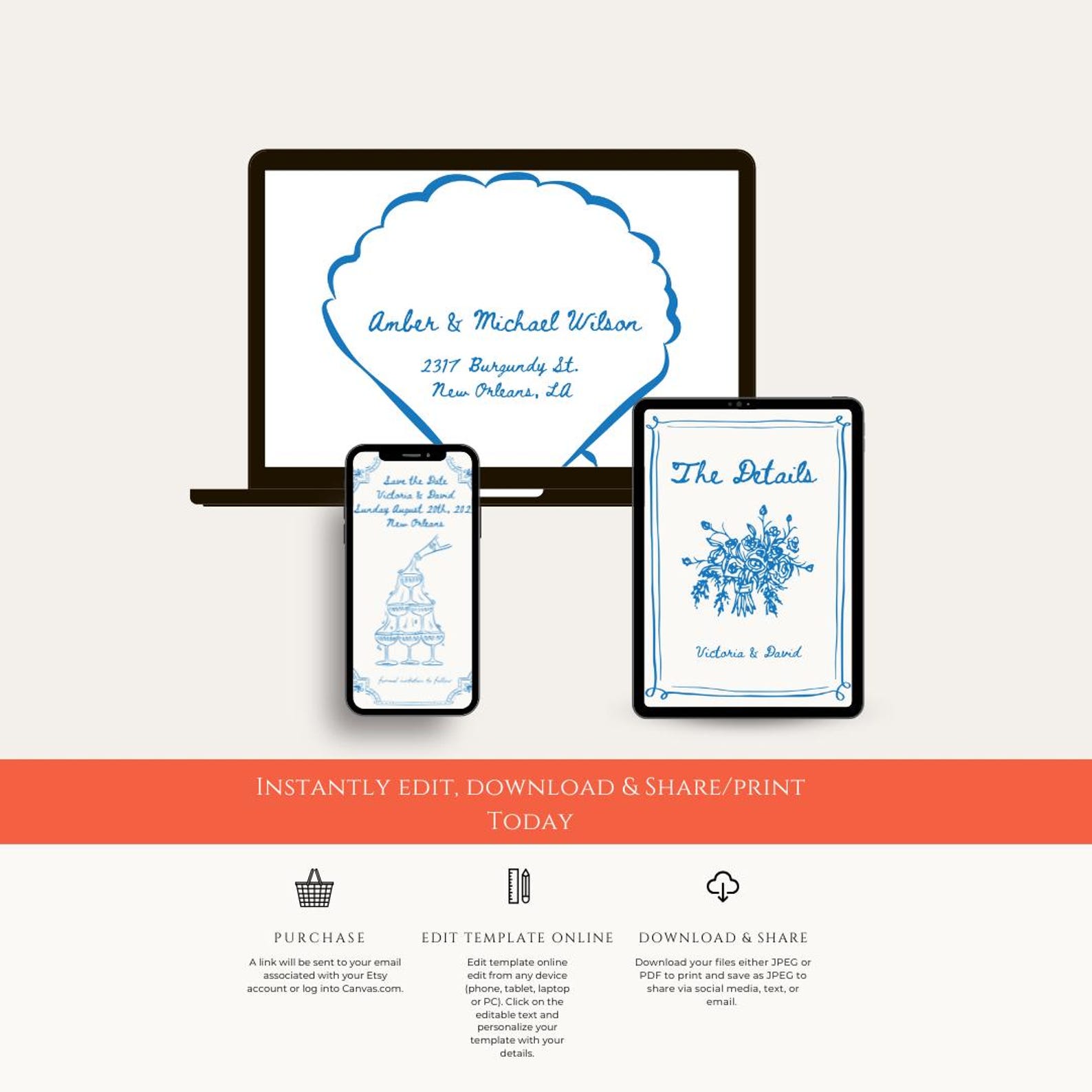 Editable Wedding Menu Template: Hand-drawn Whimsical Design (digital ...