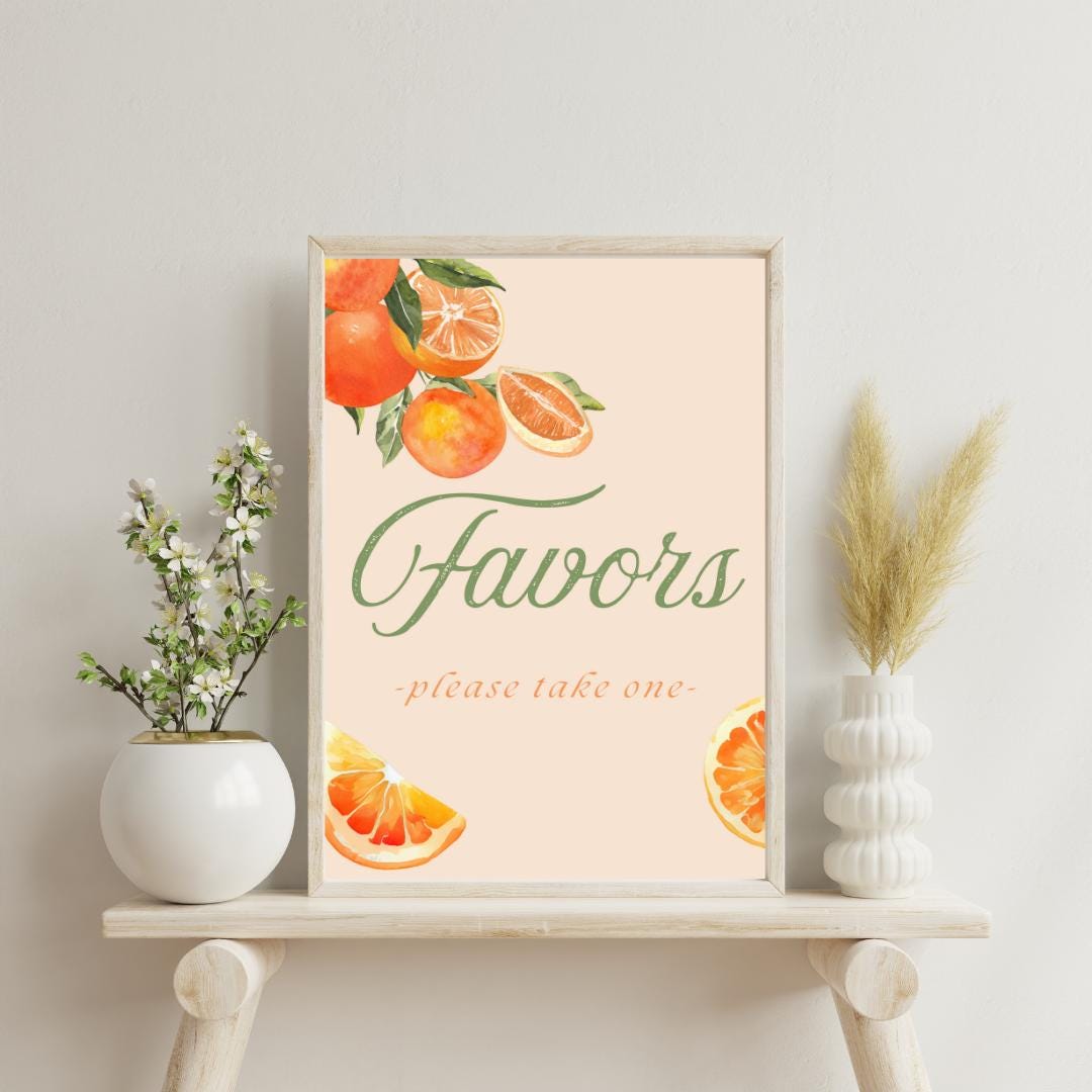 Little Cutie Favors Sign, A Little Cutie Baby Shower Sign, Oranges Sign ...