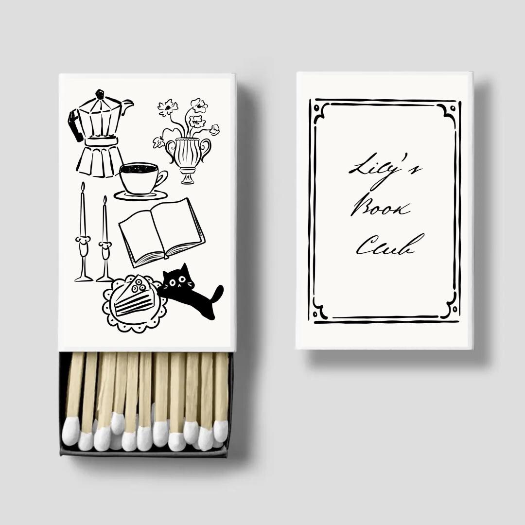 Editable Book Club Matchbook Favor Sticker Label: Printable Literary ...