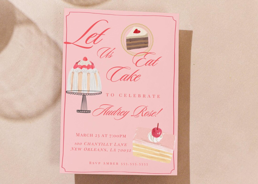 Vintage Birthday Cake Invitation: Elegant Customizable Template ...