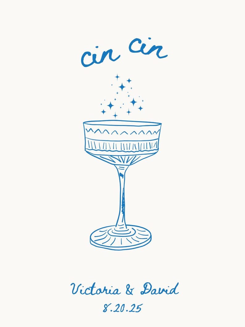 Modern Wedding Champagne Label Template: Hand Drawn Wine Tag (digital ...