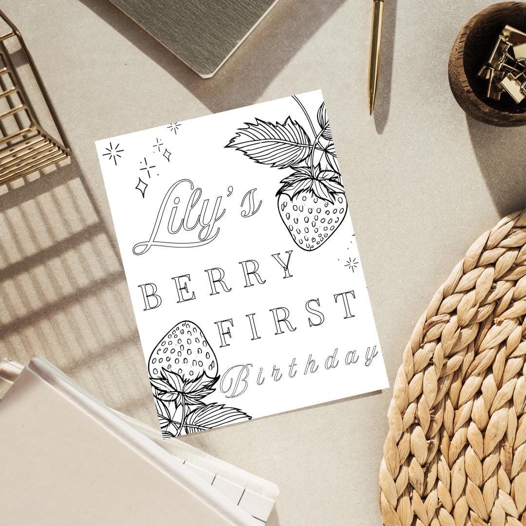 Editable My Berry First Activity Sheet Template, Personalized Vintage ...