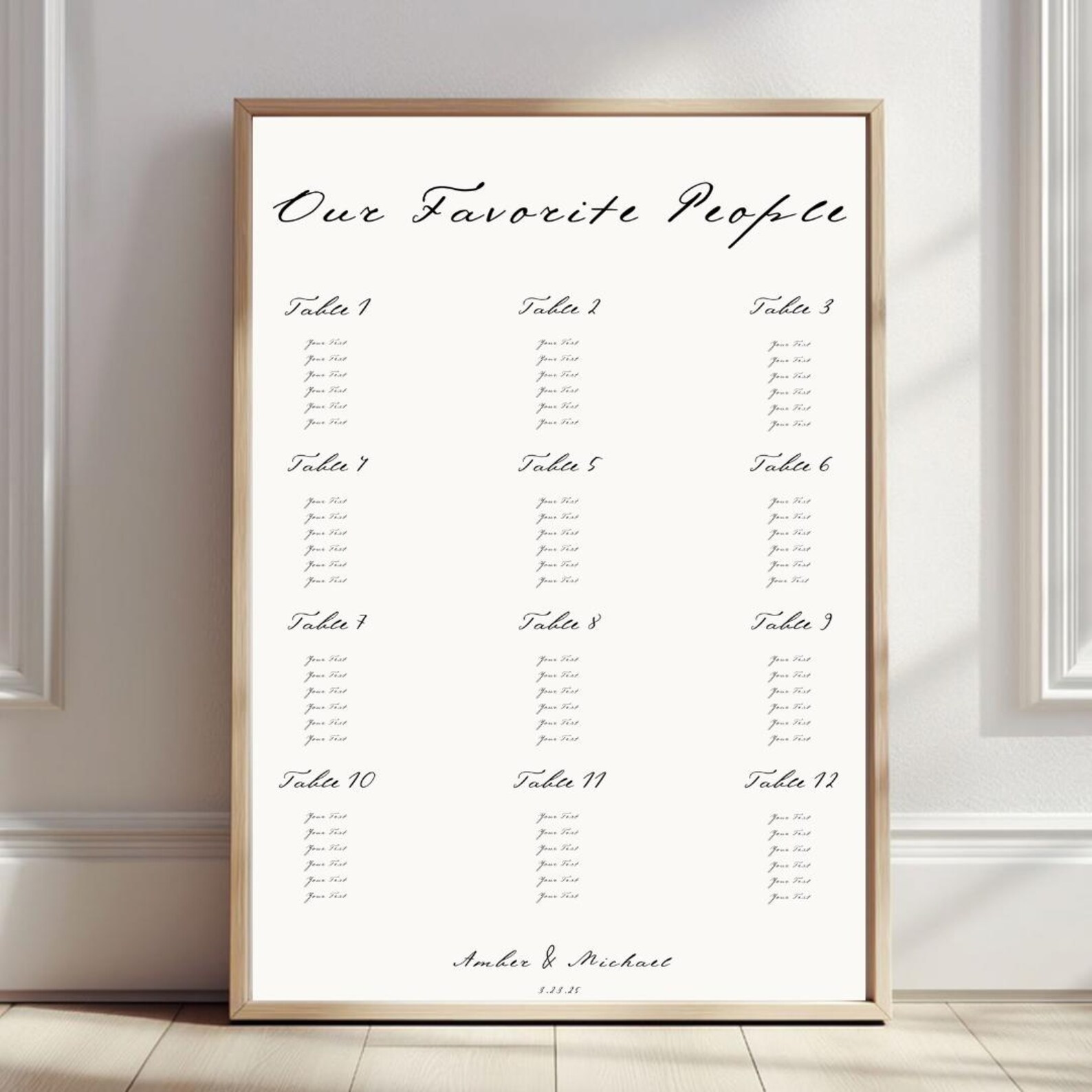 Editable Elegant Wedding Seating Chart Template, Custom Modern Seating ...