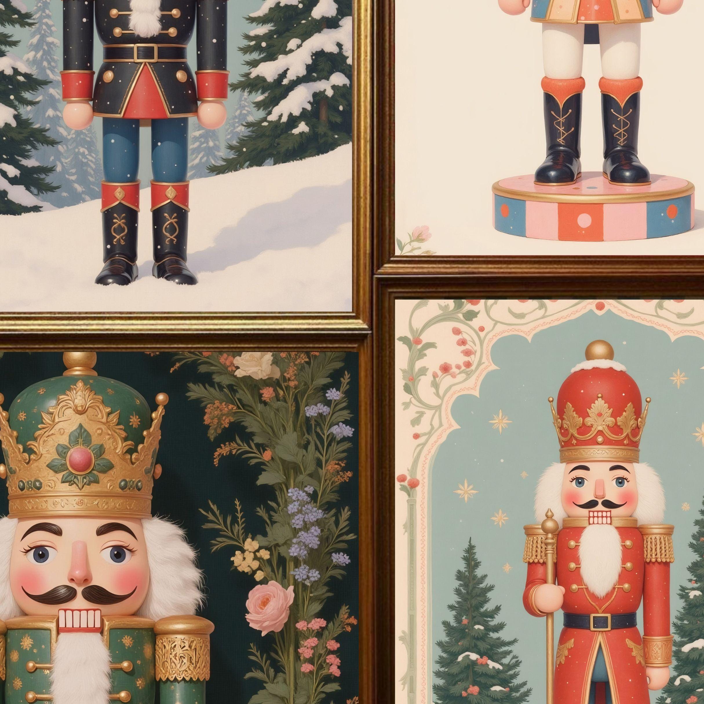 Vintage Nutcracker Art Print Set: Whimsical Christmas Wall Decor ...