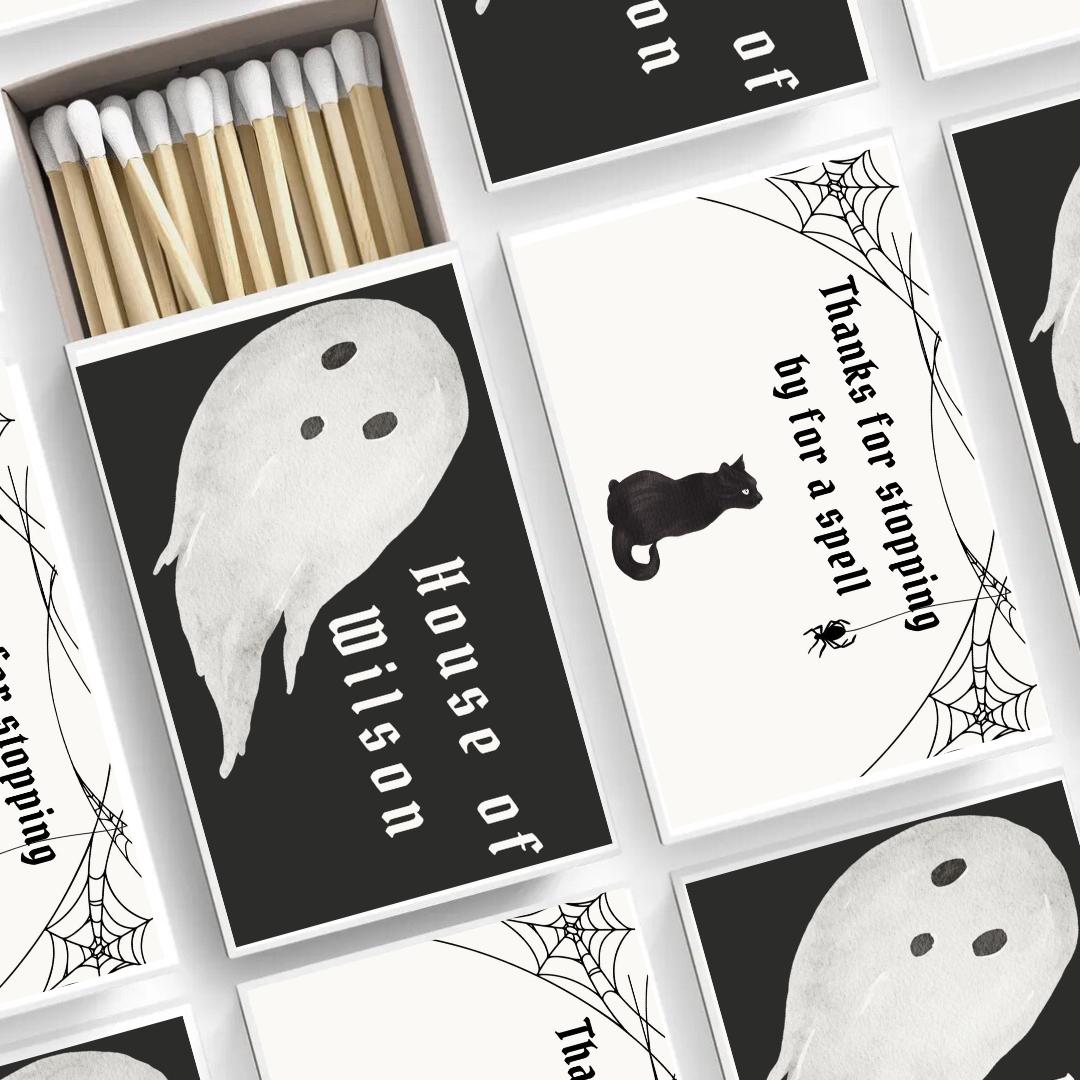 Editable Ghost Matchbook Favor Sticker Template: Halloween Party Decor ...
