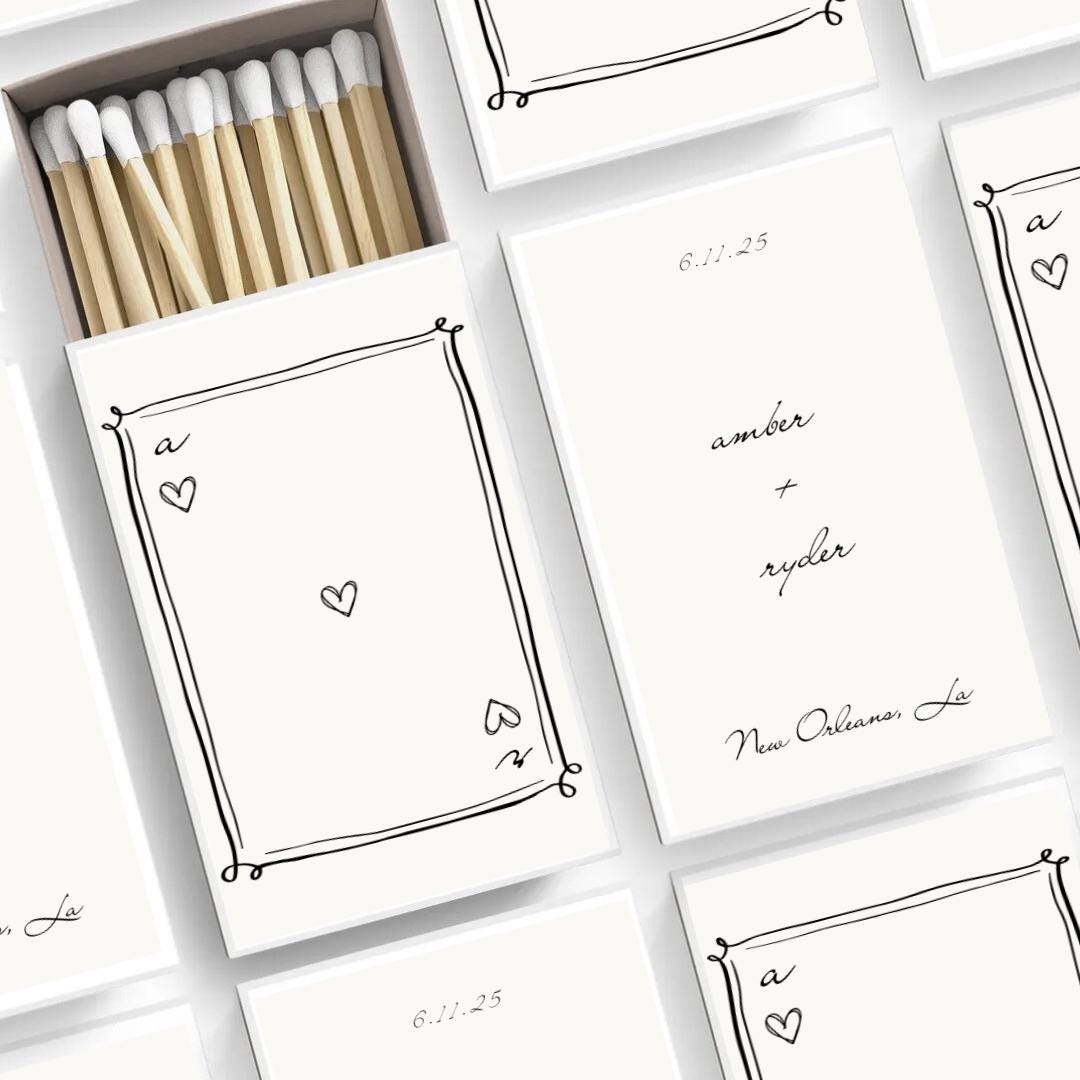 Editable Matchbook Sticker Template: Hand Drawn Card Deck Wedding Favor ...