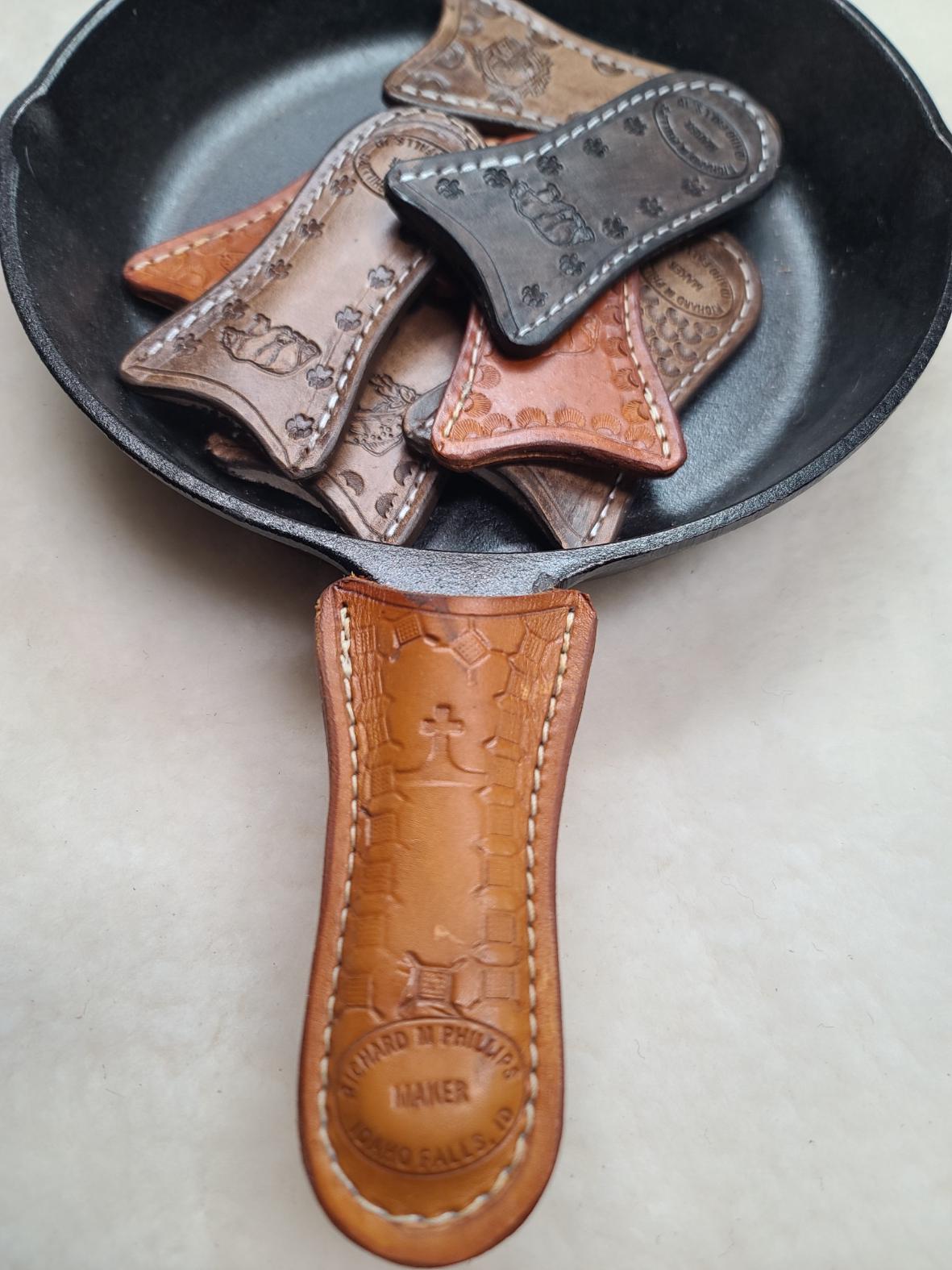 CUSTOM Made to Order - Initial Leather Cast Iron Skillet Handle - Etsy