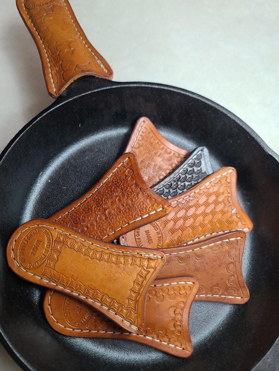 CUSTOM Made to Order - Initial Leather Cast Iron Skillet Handle - Etsy