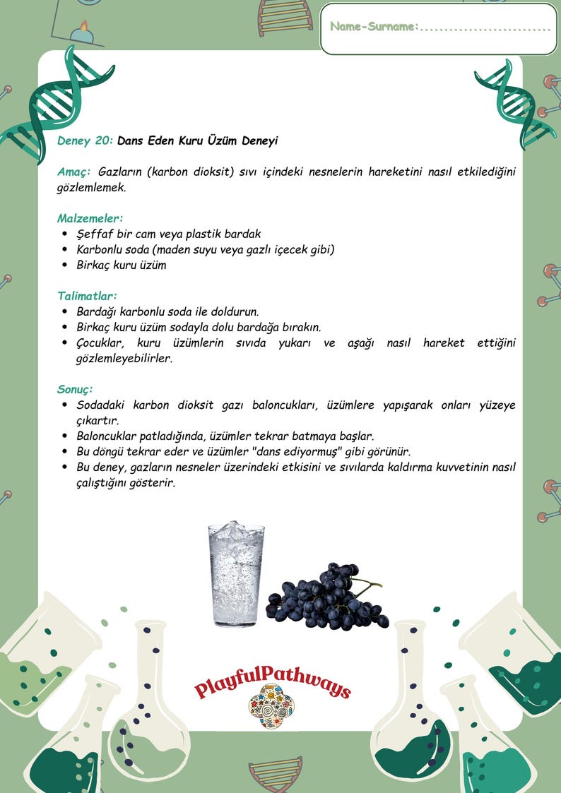 Basılabilir Okul Öncesi Bilim Kiti | Çocuklar İçin Eğlenceli Deney ...