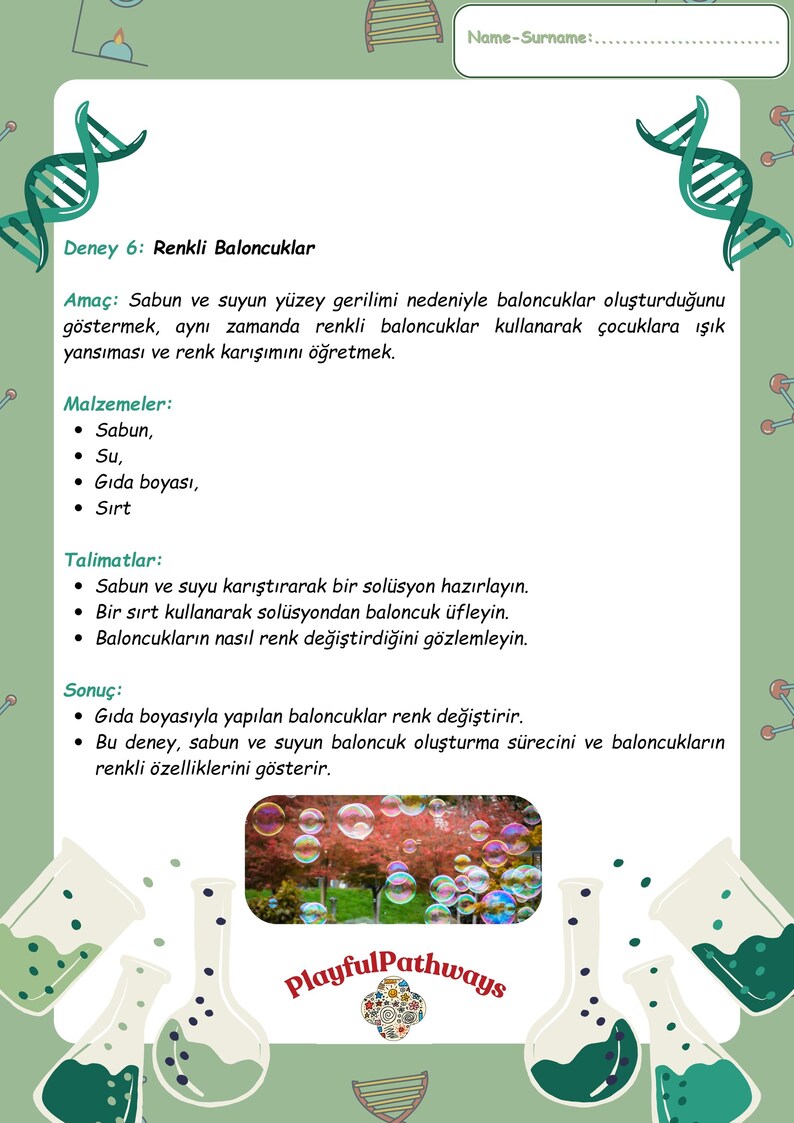 Basılabilir Okul Öncesi Bilim Kiti | Çocuklar İçin Eğlenceli Deney ...