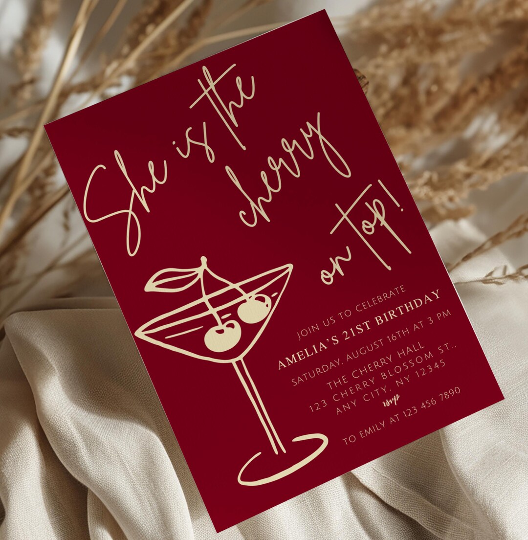 Editable Cherry on Top Invite, She’s the Cherry Birthday Invitation ...