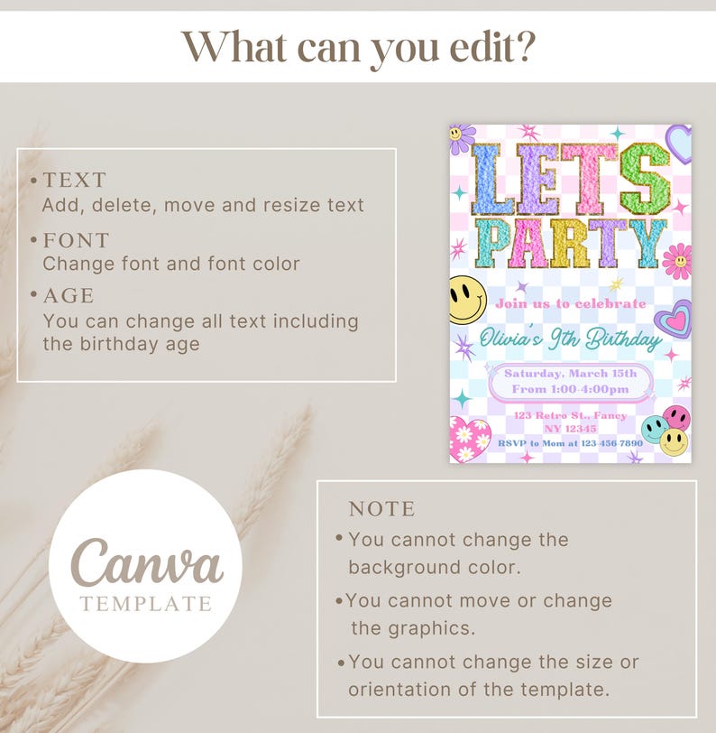 Editable Varsity Patch Birthday Party Invitation Template, Lets Party ...