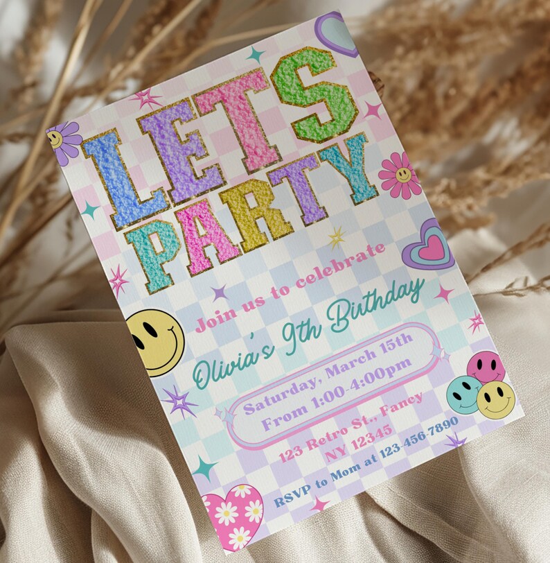 Editable Varsity Patch Birthday Party Invitation Template, Lets Party ...