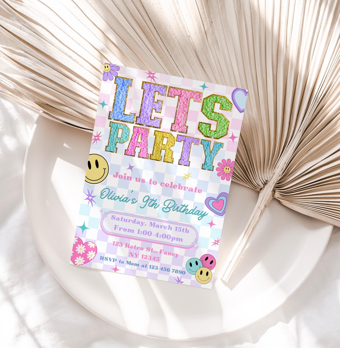 Editable Varsity Patch Birthday Party Invitation Template, Lets Party ...